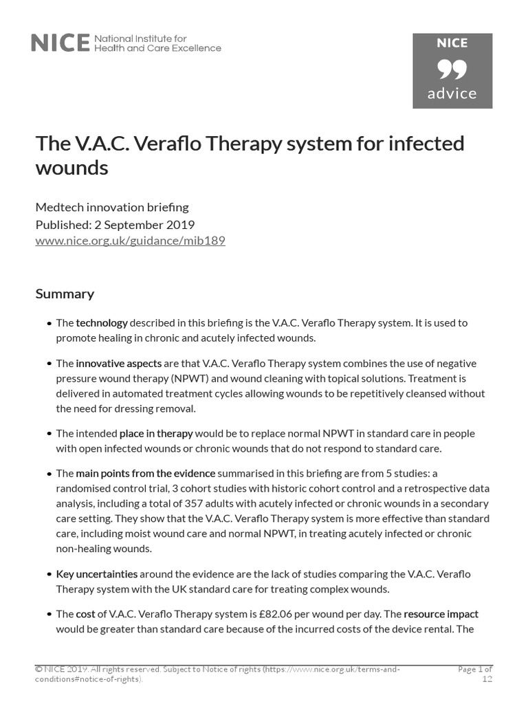 The V.A.C. Veraflo Therapy System For Infected Wounds PDF ...