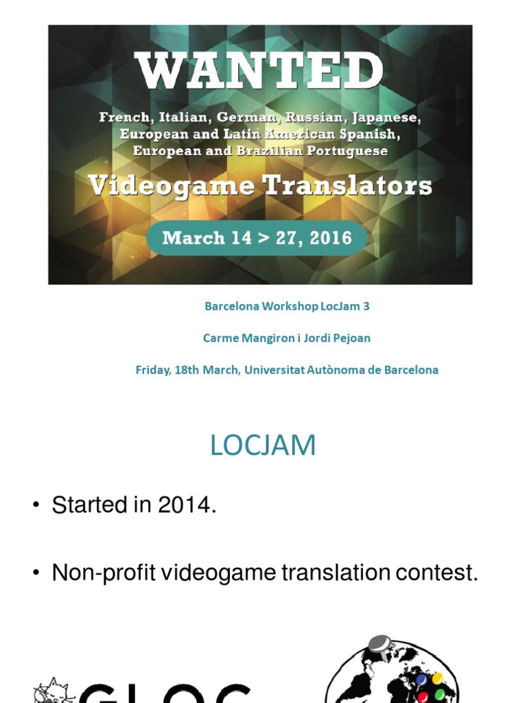 LocJam 3: Game Translation Workshop | PDF | Leisure | Sports