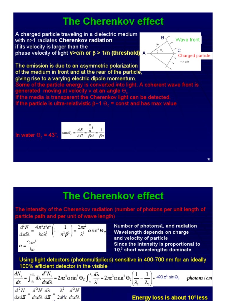 The Cherenkov Cherenkov Effect PDF | PDF | Electromagnetic Radiation ...