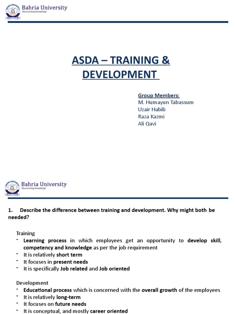 ASDA Training and Development Overview | PDF | Employee Retention ...