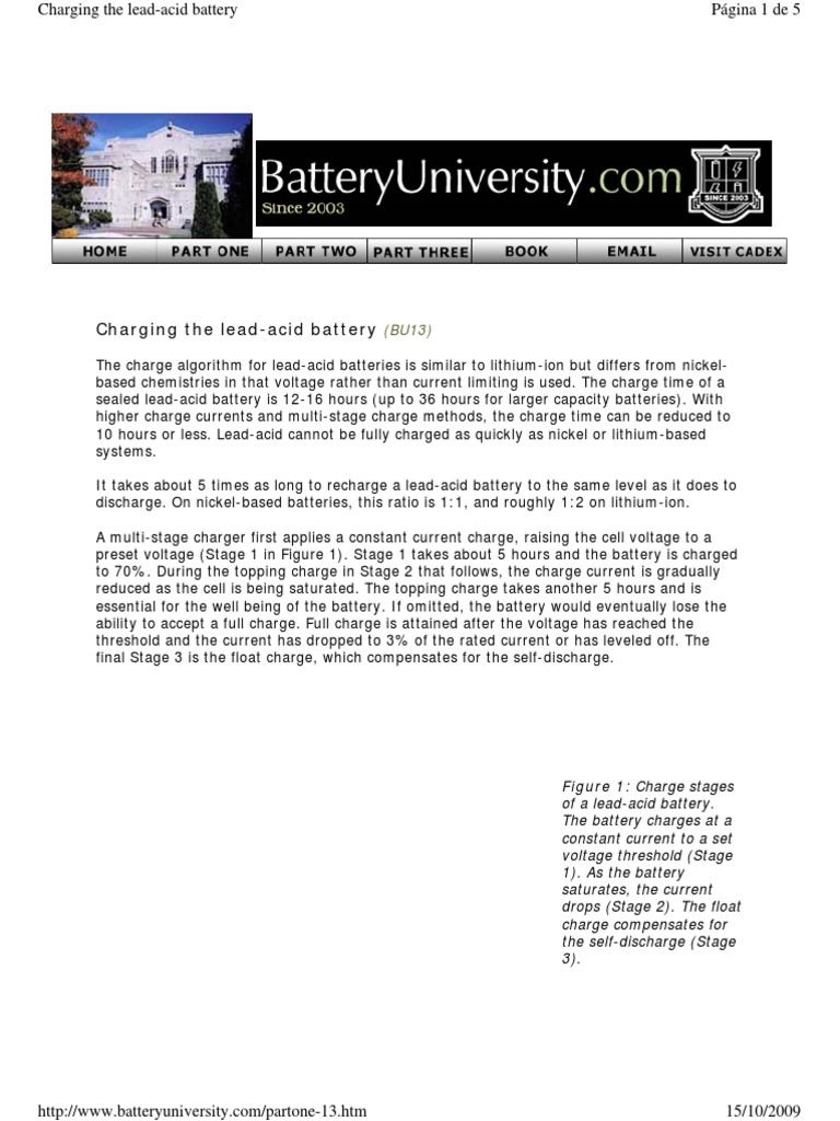 Charging The Lead Acid Battery | PDF | Rechargeable Battery | Battery ...