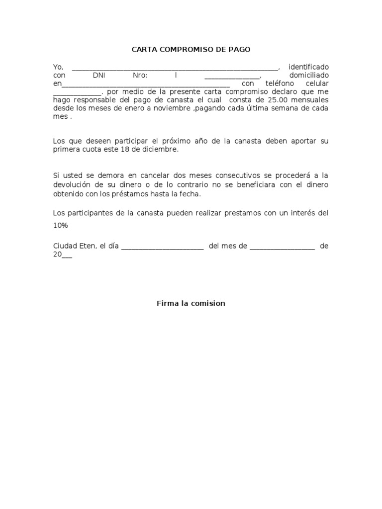 Carta Compromiso de Pago | PDF