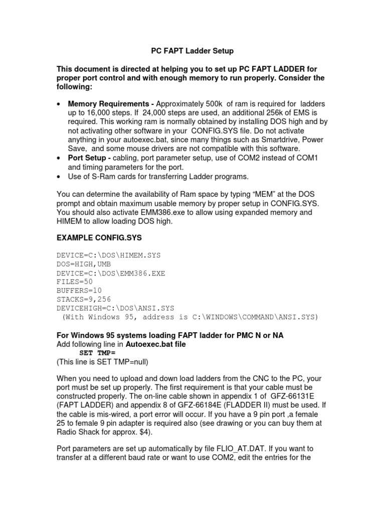 3760 PC FAPT Ladder Setup | PDF | Dos | Microcomputers