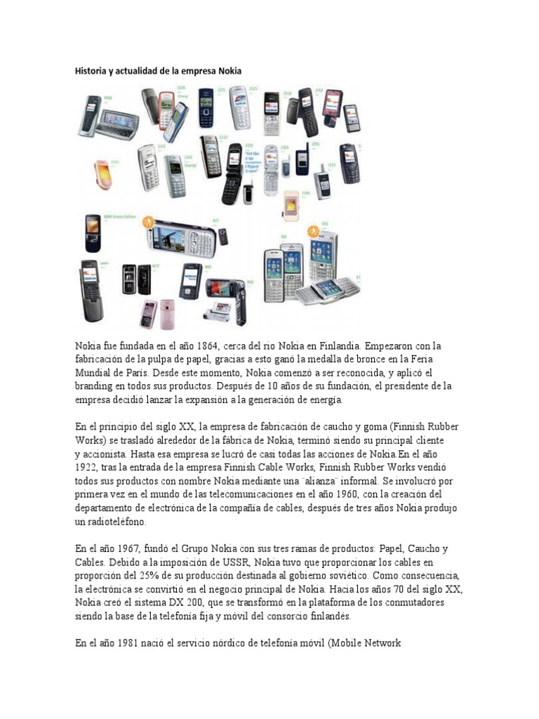 Historia y Actualidad de La Empresa Nokia | PDF | Nokia | Teléfonos móviles