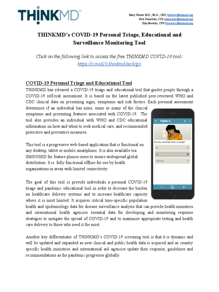 THINKMD's COVID-19 Home-Based Screening Tool | PDF | Health Care | Public Health