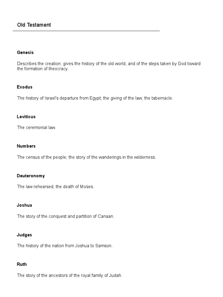 Old Testament Book Summaries | PDF | Books Of Kings | Books Of Samuel
