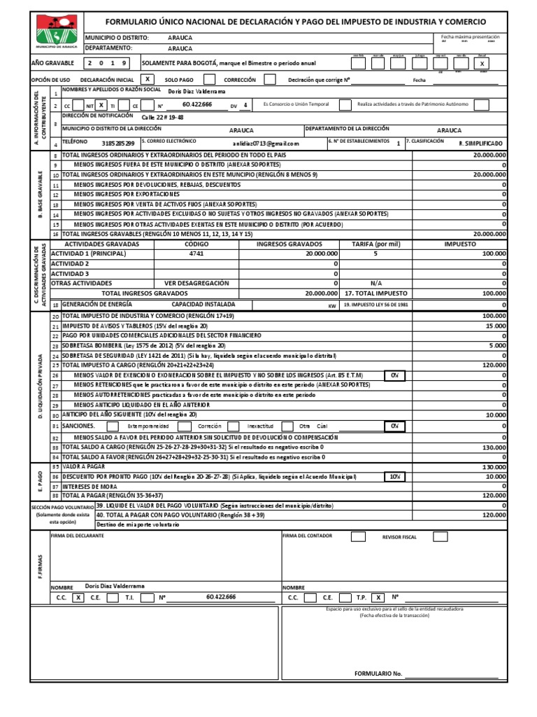 Formulario Unico Nacional Ica | PDF | Economias | Business