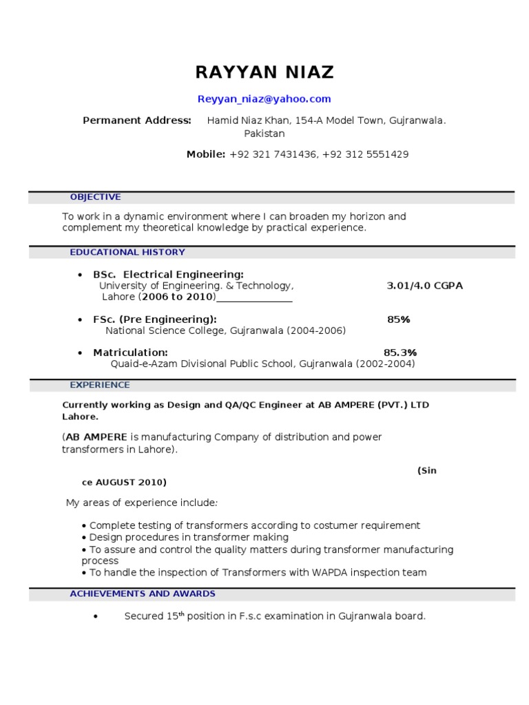 Rayyan CV | PDF | Engineering