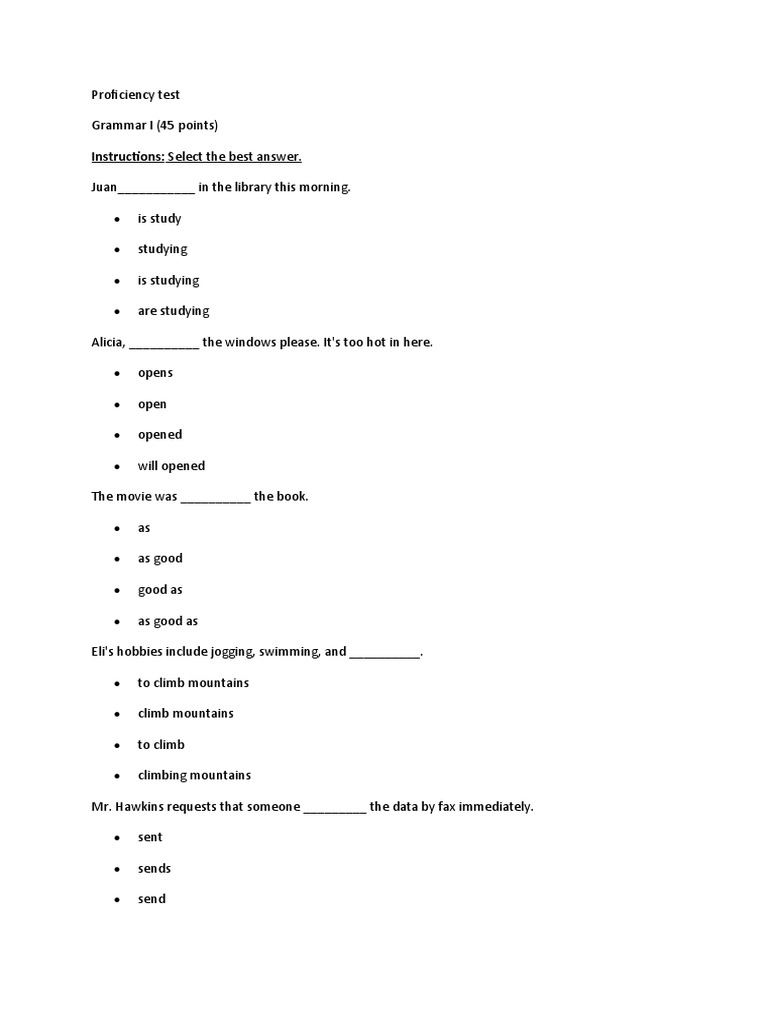 English Proficiency Test Practice | PDF