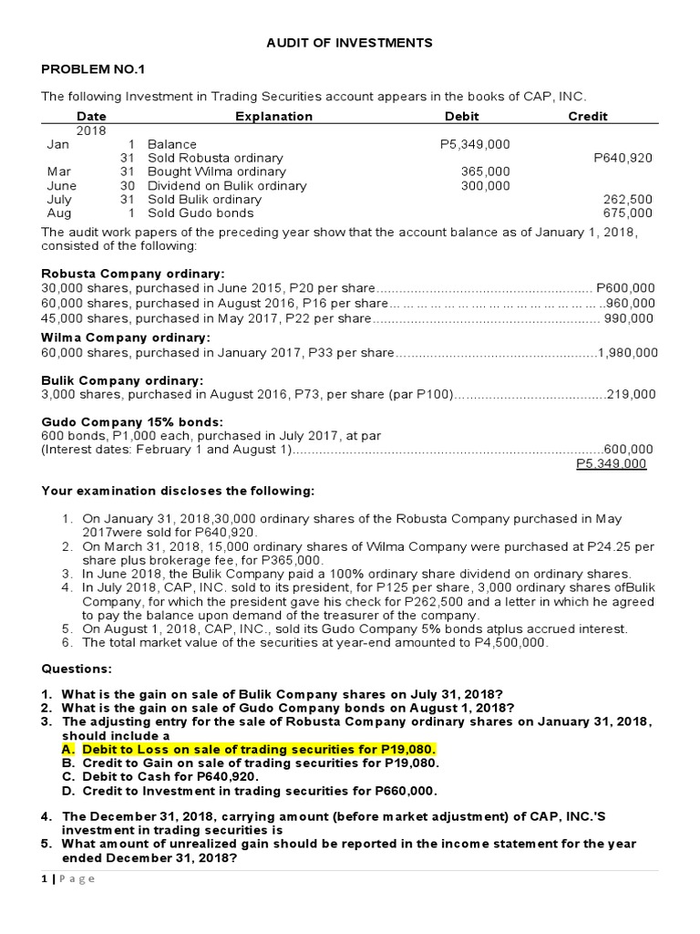 Investment Audit Analysis | PDF | Bonds (Finance) | Securities (Finance)