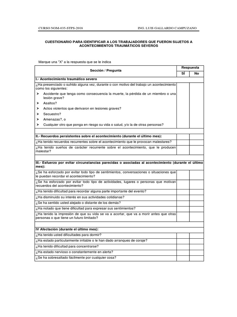 FORMATOS - NOM-035-STPS-2018 (3) | Cuestionario | Conceptos ...