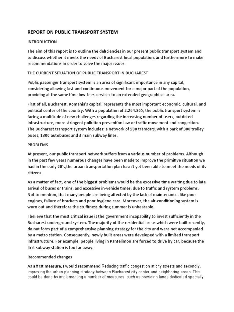 Report On Public Transport System | PDF | Public Transport | Rapid Transit