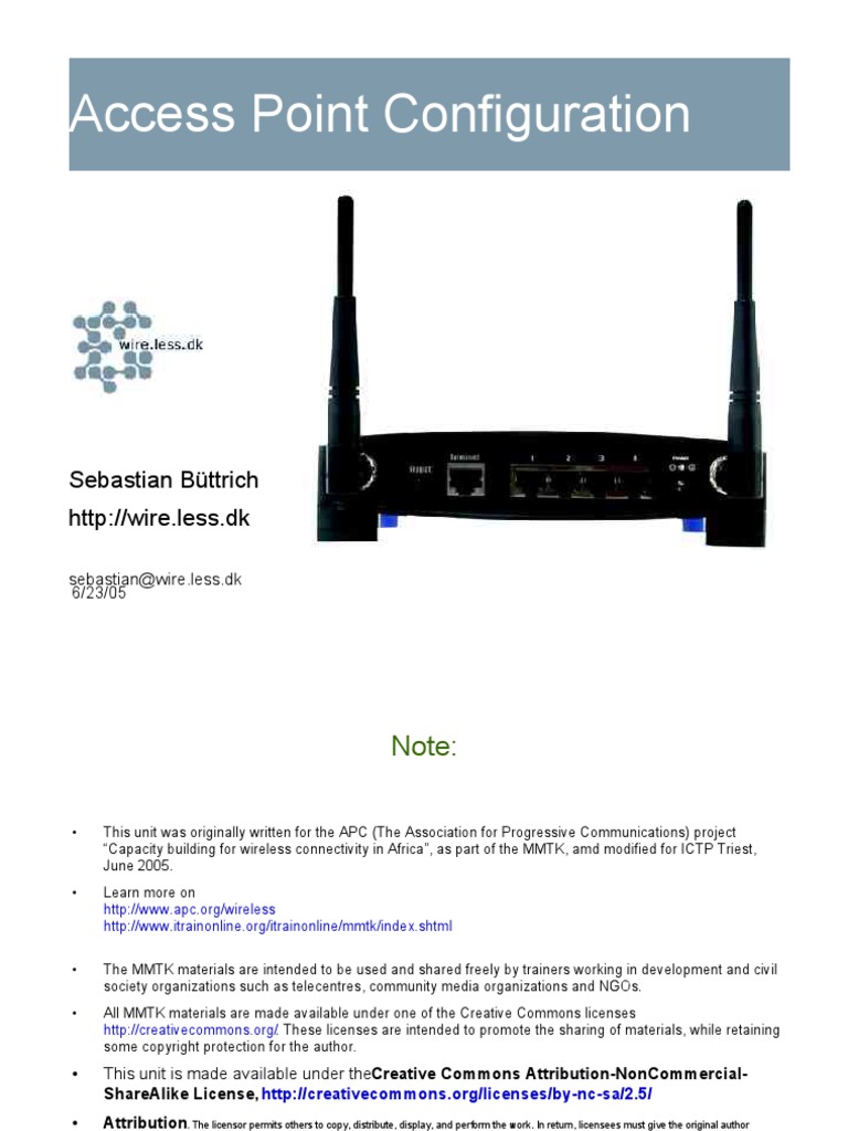 Access Point Configuration 20050623 | PDF | Wireless Lan | Wireless ...