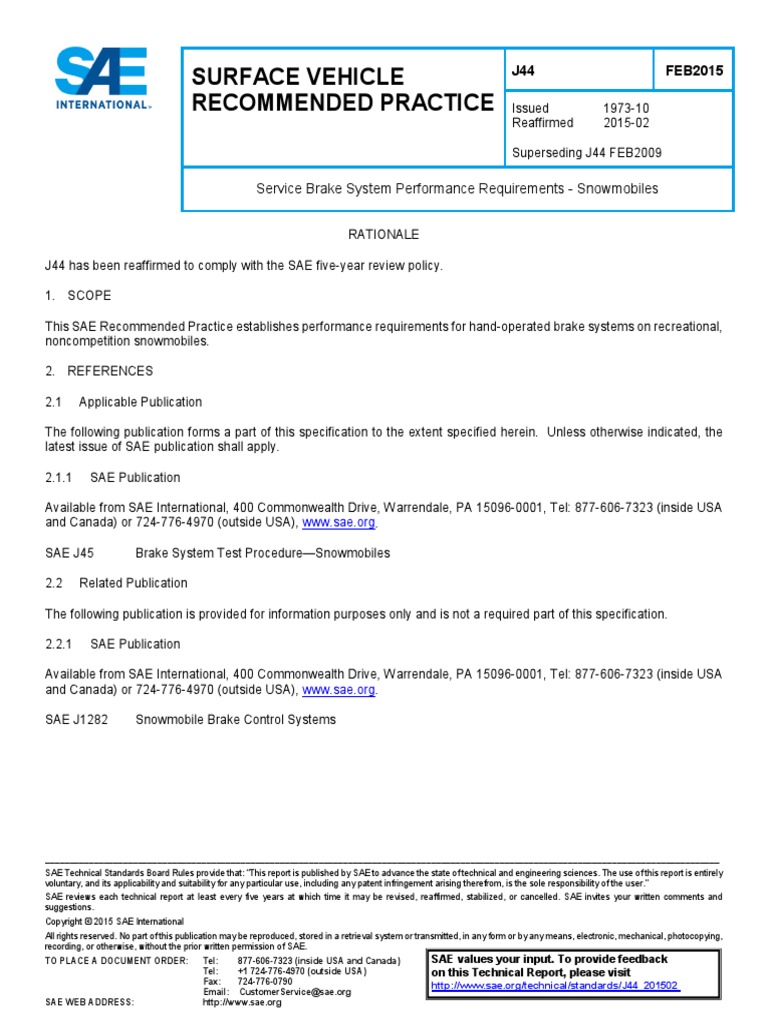Sae J44-2015 | PDF | Vehicles | Specification (Technical Standard)
