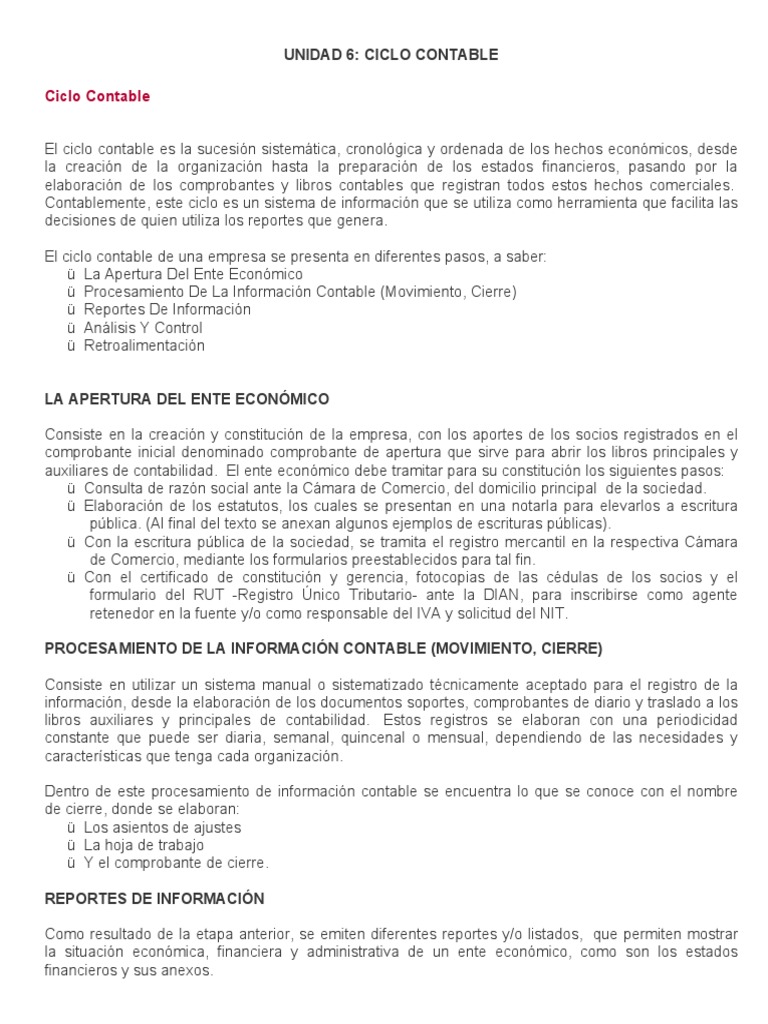 Unidad 6-Ciclo Contable | PDF | Estado financiero | Contabilidad