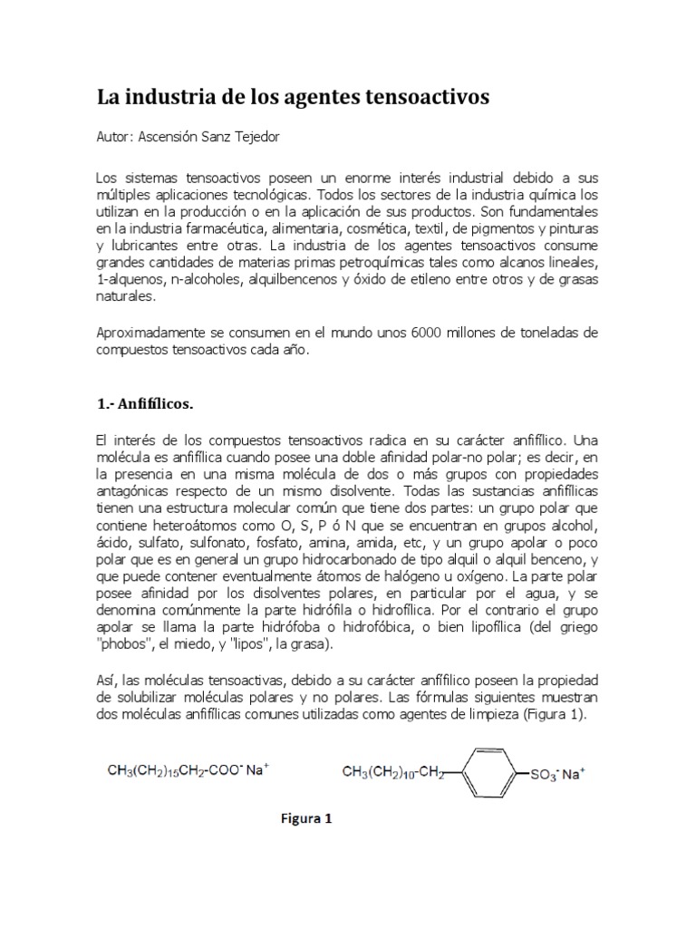 Industria de Agentes Tensoactivos | PDF | Tensioactivo | Detergente