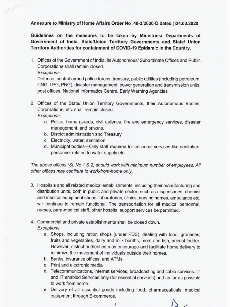 MHA Guidelines On March 24, 2020 | PDF
