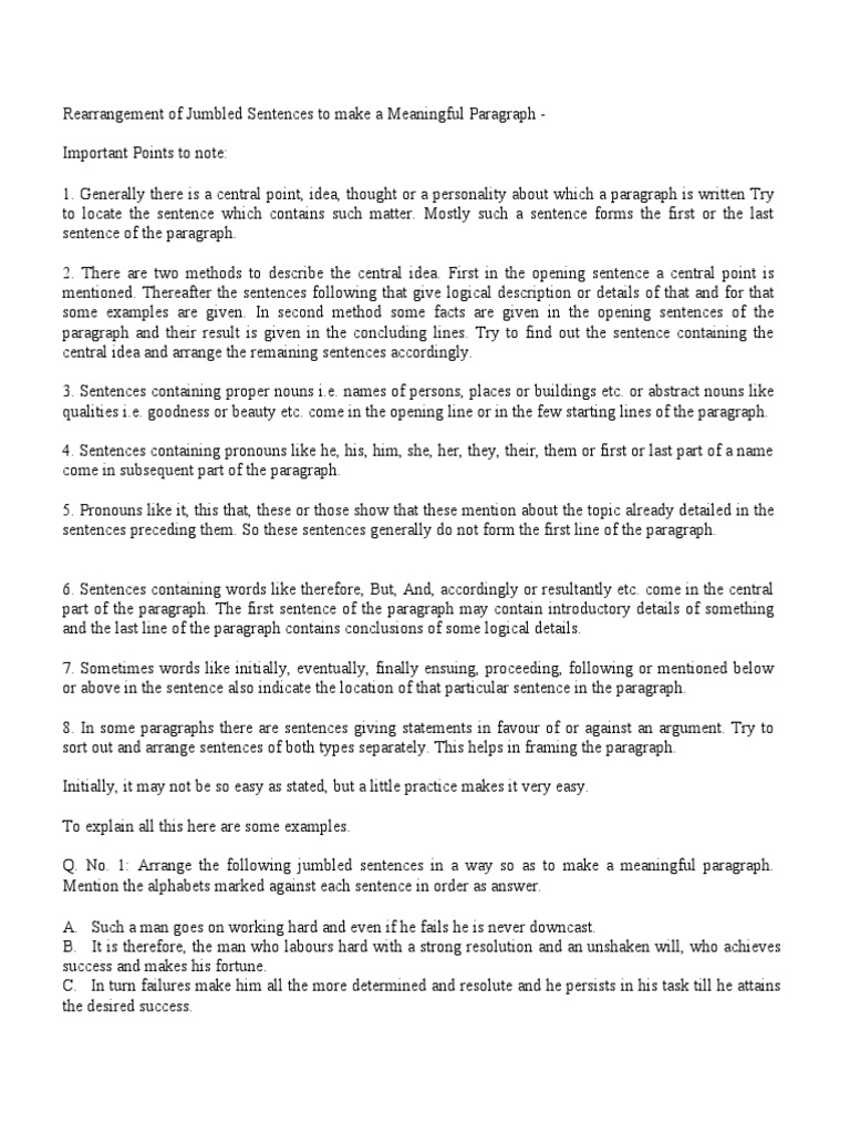 Ews Jumbled Paragraphs | PDF | Sentence (Linguistics) | Paragraph