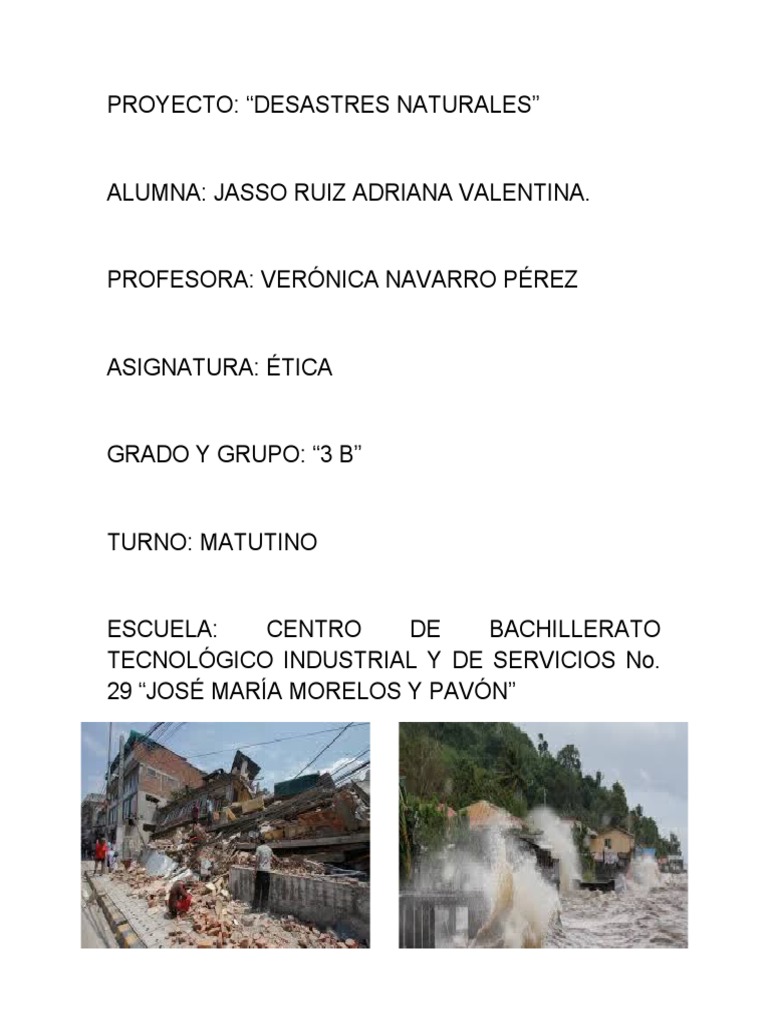 Desastres Naturales Proyecto | PDF | Desastres naturales | Temblores