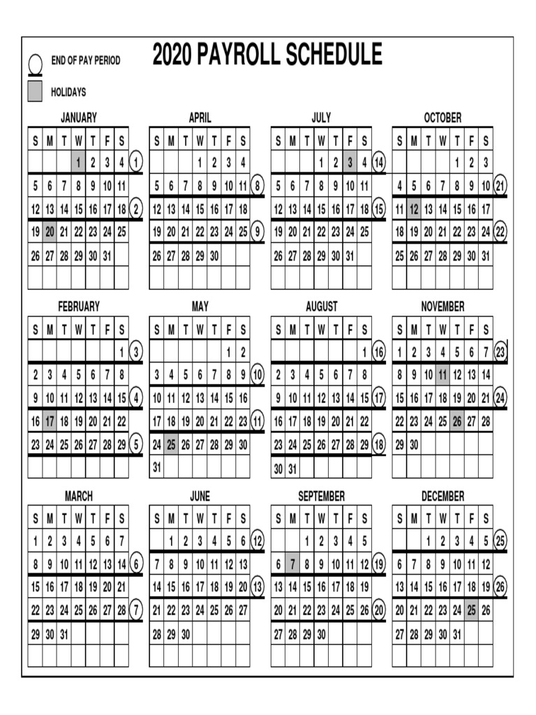 IBC PayrollCalendar 2020 Basic | PDF