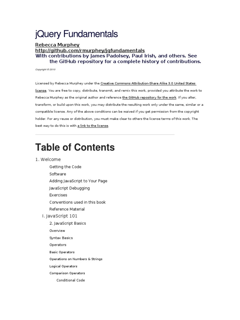 Jquery Fundamentals | PDF | Control Flow | J Query