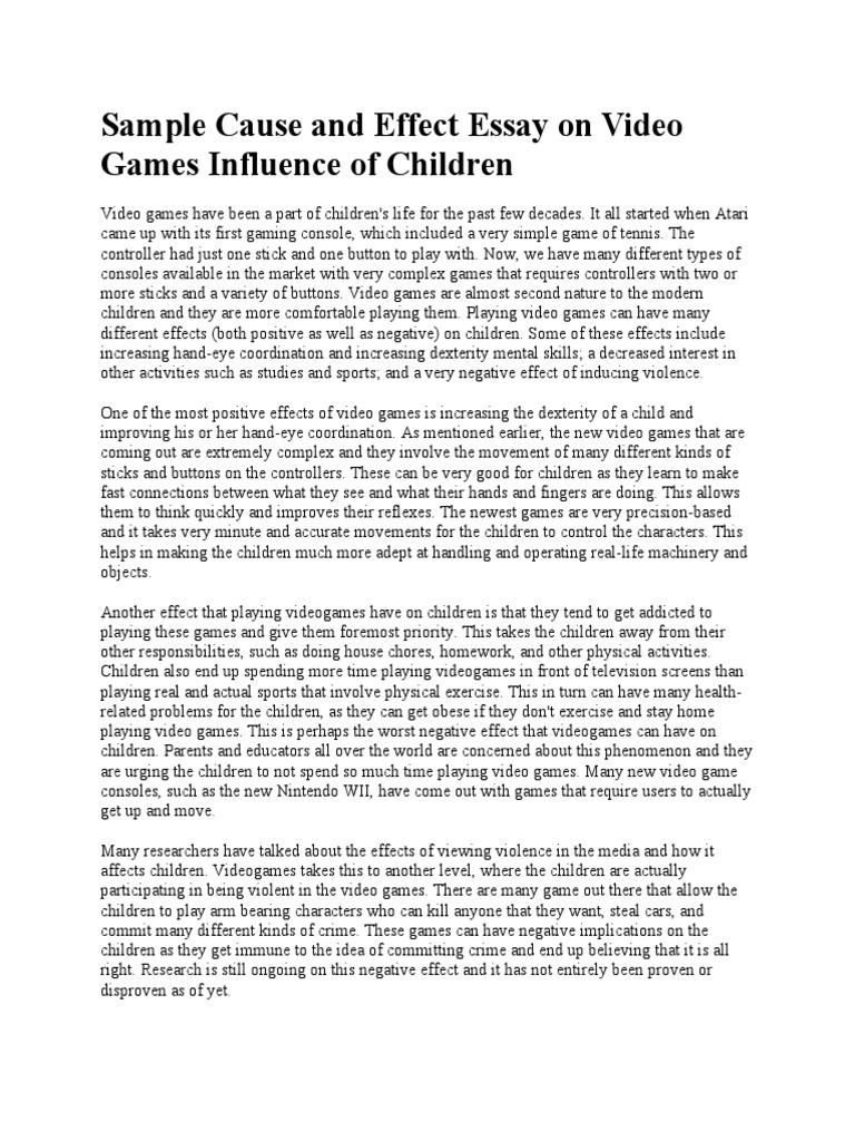 Video Games' Impact on Children | PDF | Video Games | Psychological ...