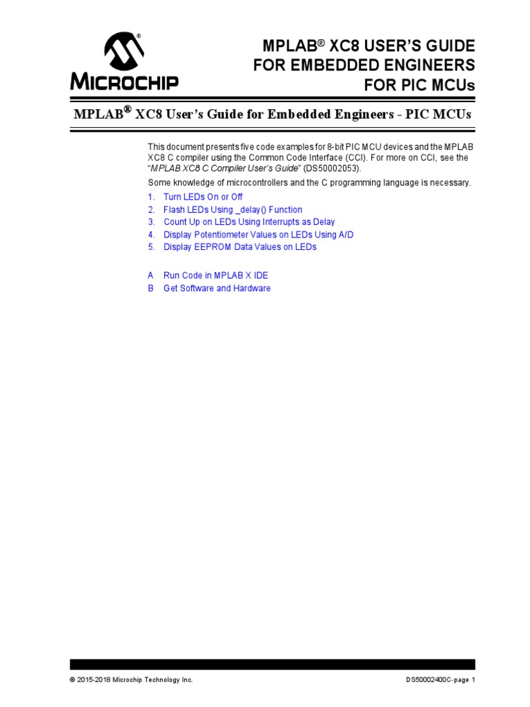 MPLAB XC8 C Compiler UG EE DS50002400C | PDF | Microcontroller ...