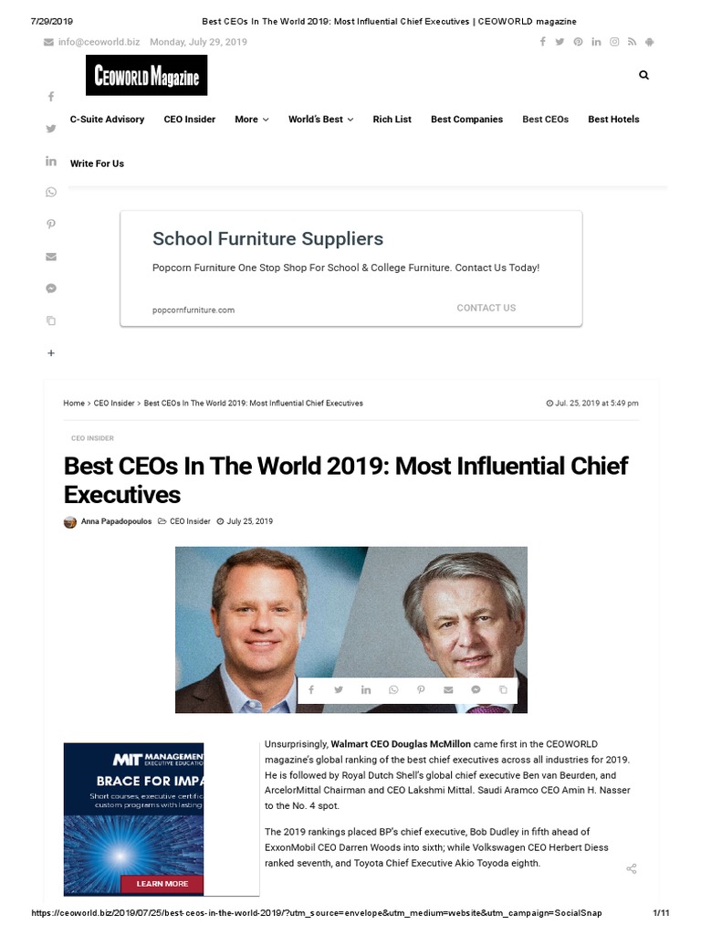 Best CEOs in The World 2019 - Most Influential Chief Executives ...