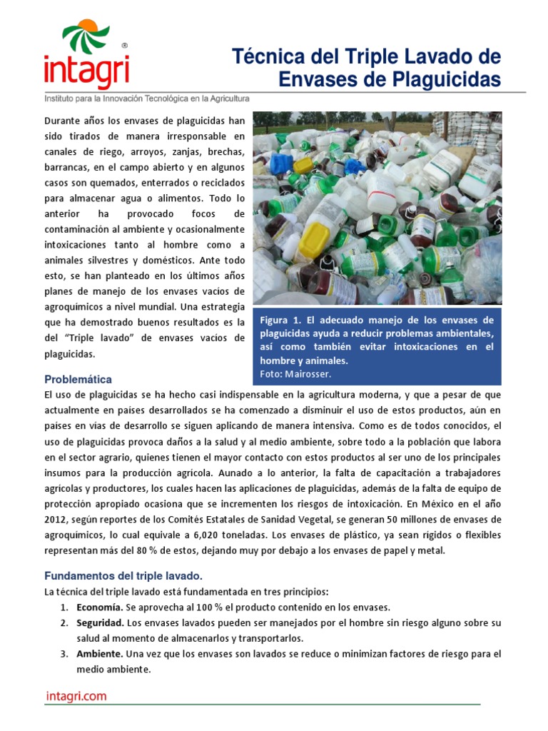 Tecnica Del Triple Lavado de Envases de Plaguicidas | PDF | Pesticida ...
