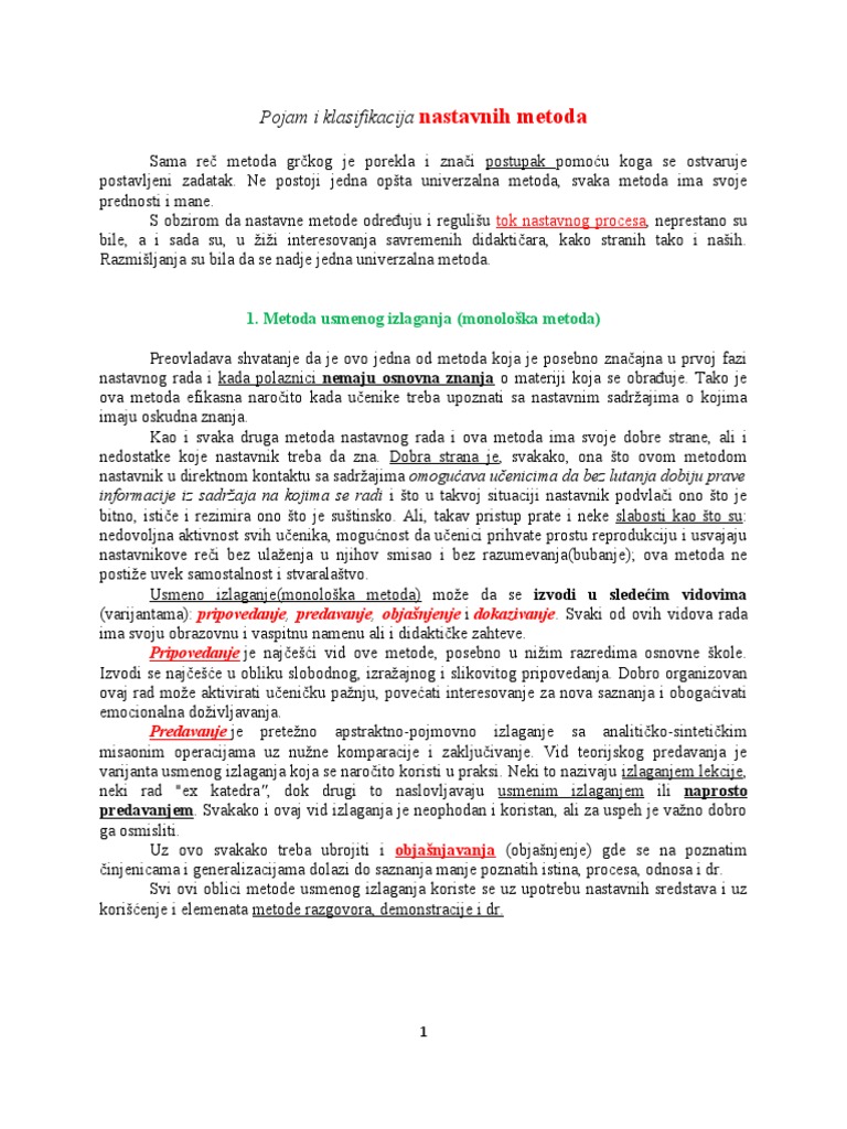 Metode Rada I Oblici Rada | PDF