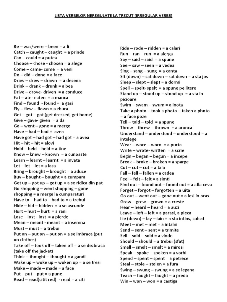 Lista Verbe Flyers | PDF