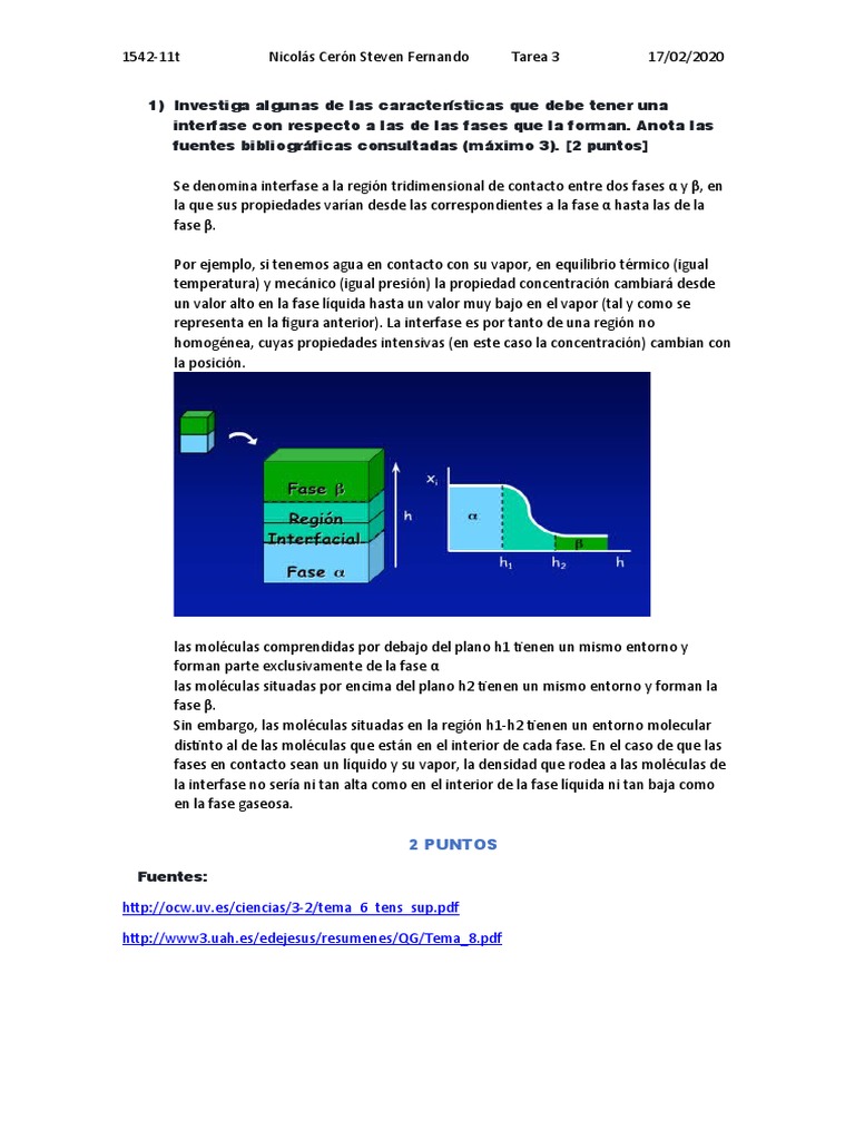 Interfases Tarea 2 | PDF | Fase (materia) | Líquidos