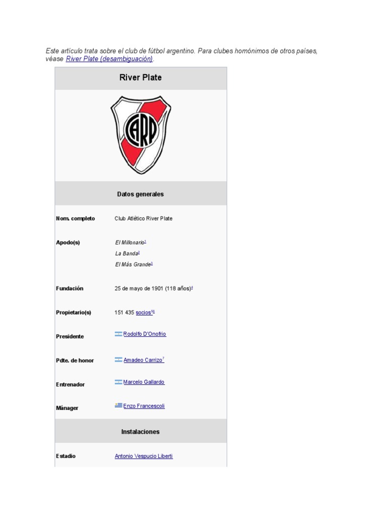 River Plate: Historia y Logros | PDF | Equipos deportivos | Deportes