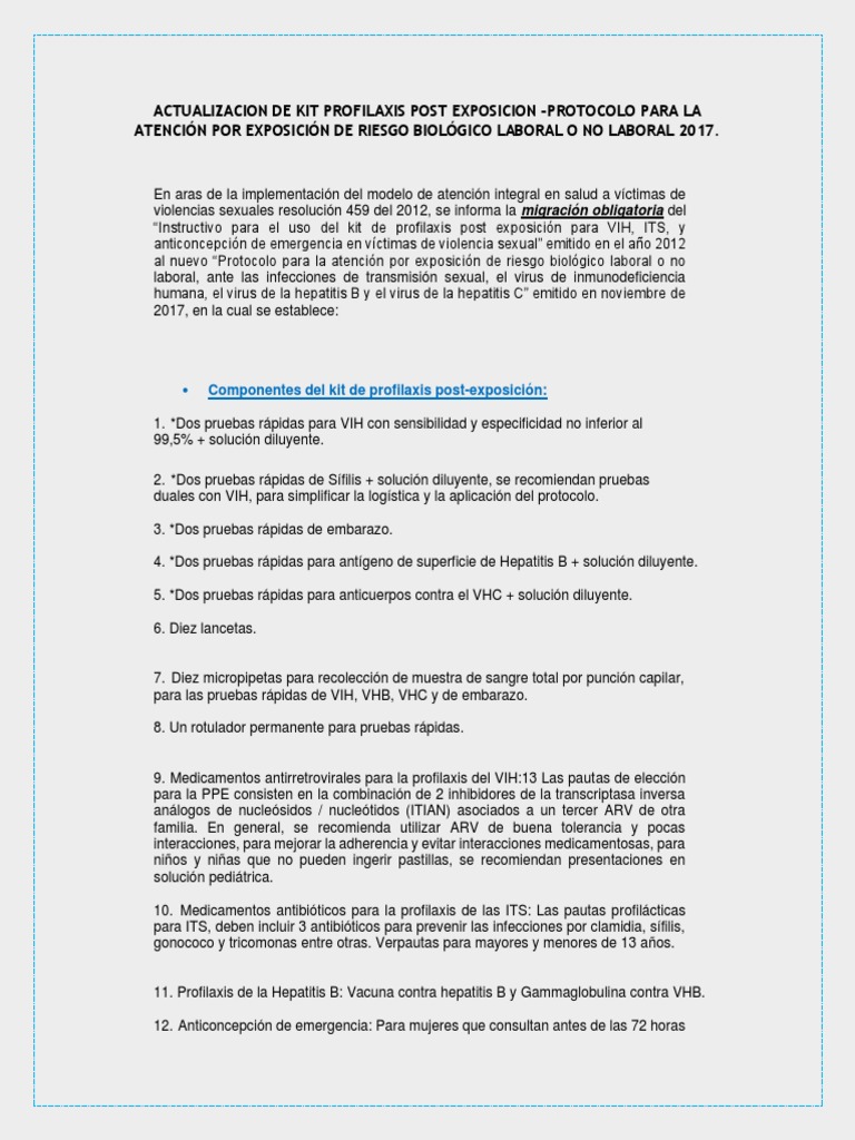 Protocolo 2017: Profilaxis Post Exposición | PDF | VIH | Hepatitis B