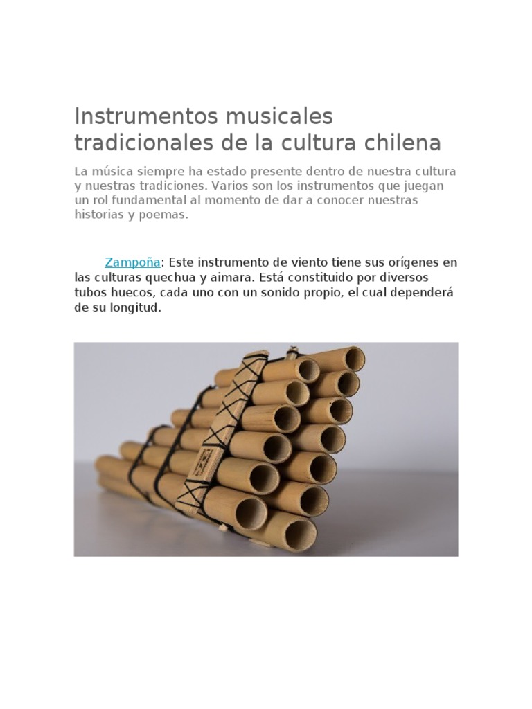 Instrumentos Musicales Tradicionales de La Cultura Chilena | PDF ...