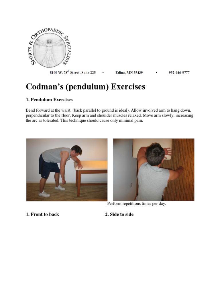 Codman's (Pendulum) Exercises | PDF