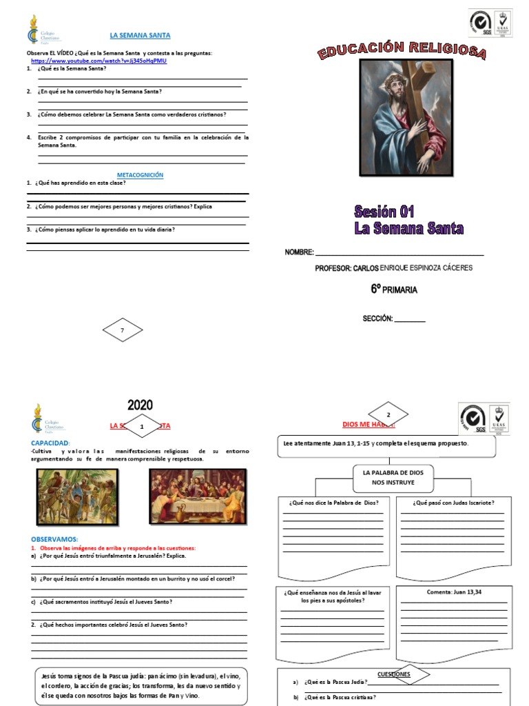 Módulo 01-La Semana Santa - Sexto Grado-2020 | PDF | Pascua de ...