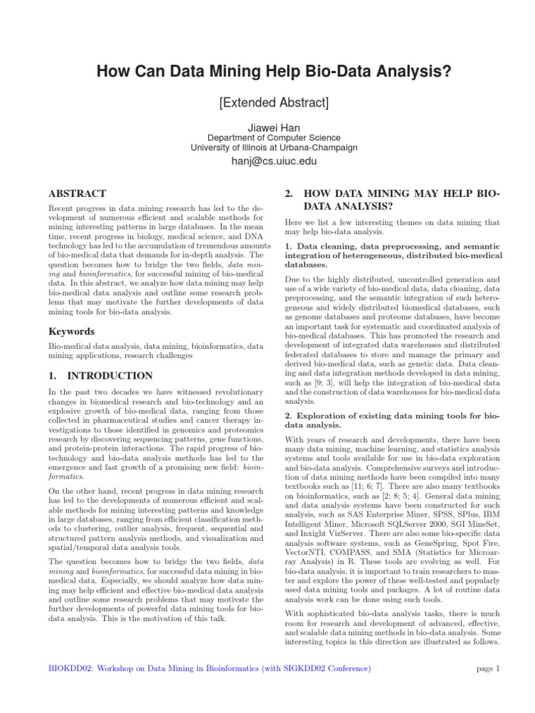 01 Han | PDF | Bioinformatics | Data Mining
