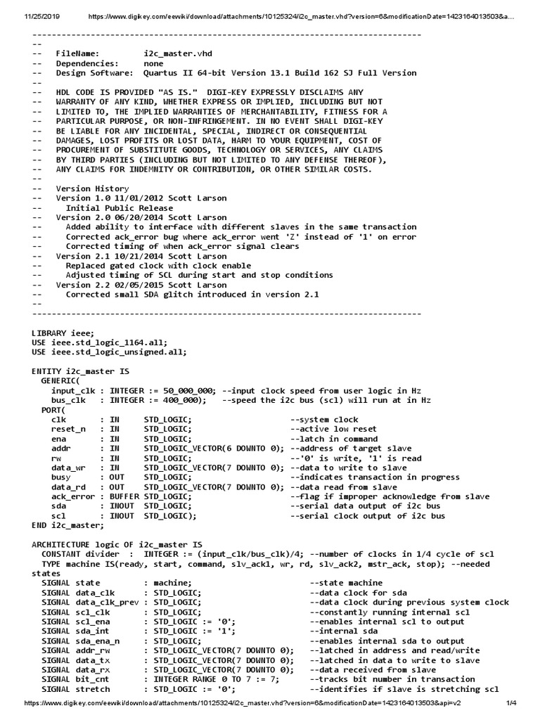 I2c - Master Code | PDF | Electrical Engineering | Computer Engineering