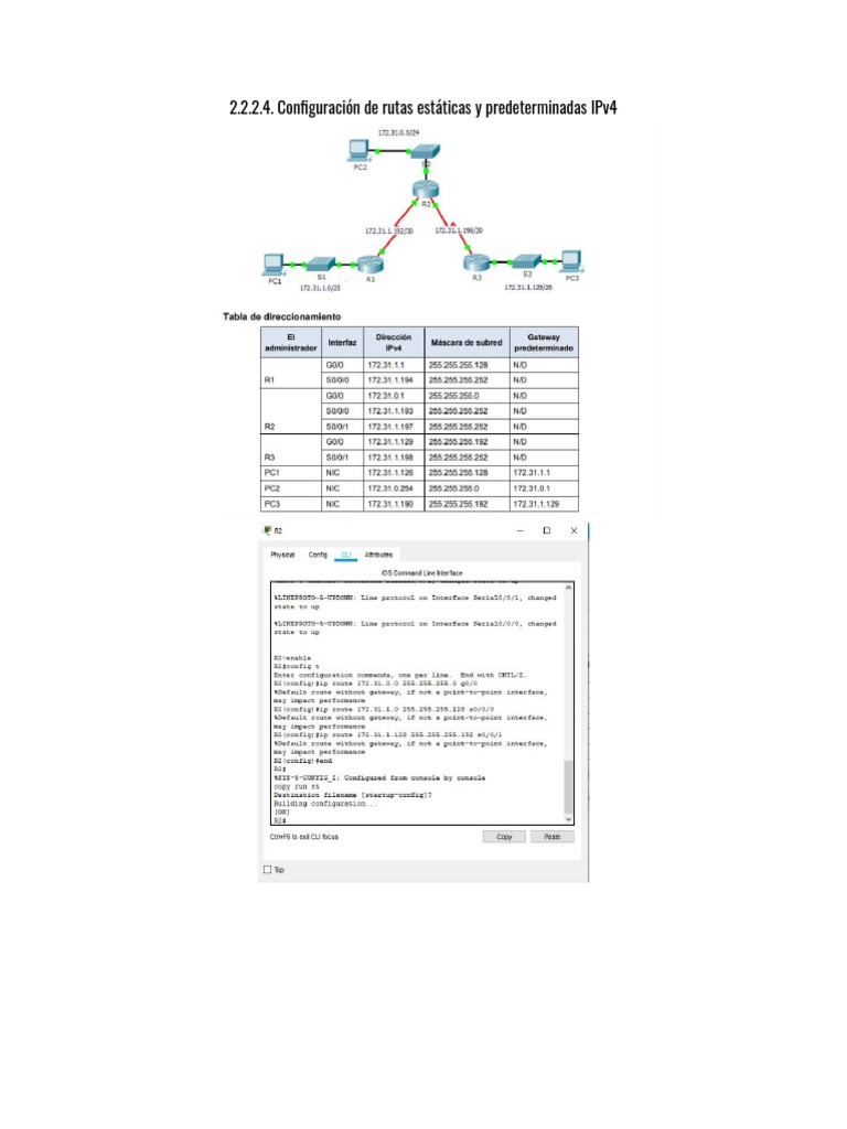 2.2.2.4. Configuración de Rutas Estáticas y Predeterminadas IPv4 | PDF | Enrutador (Computación ...