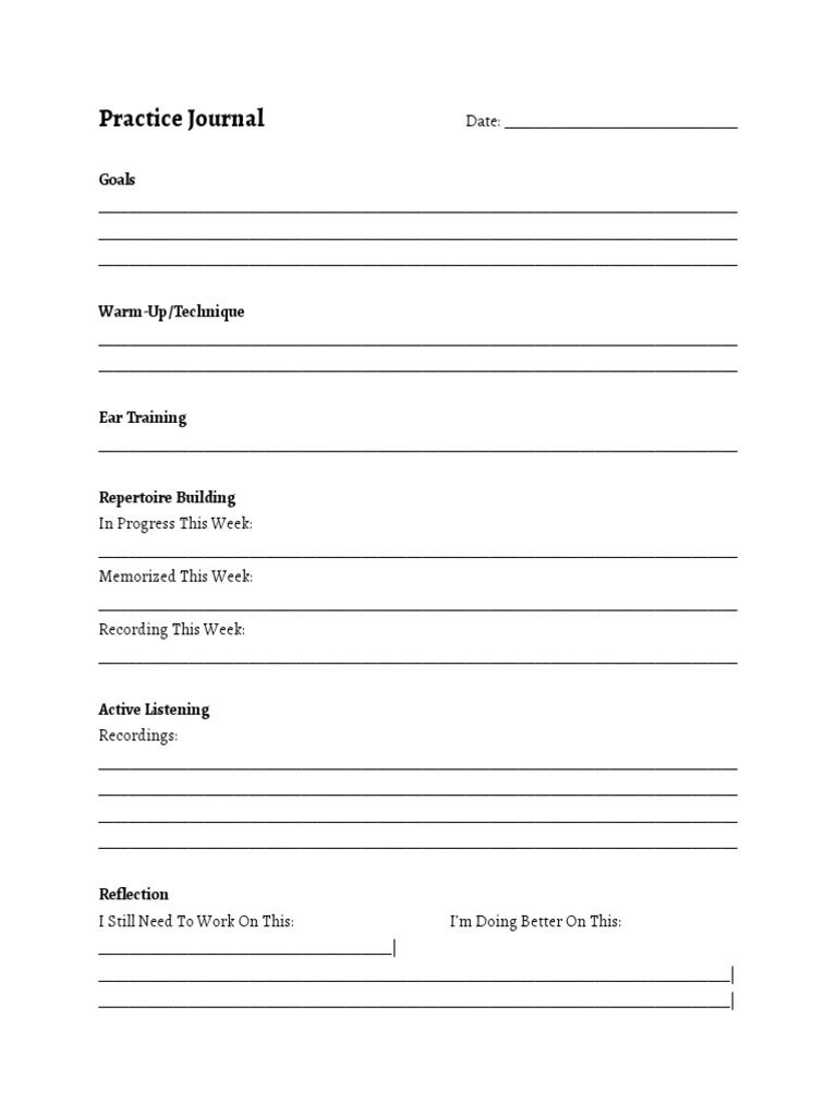 Music Practice Journal Template | PDF