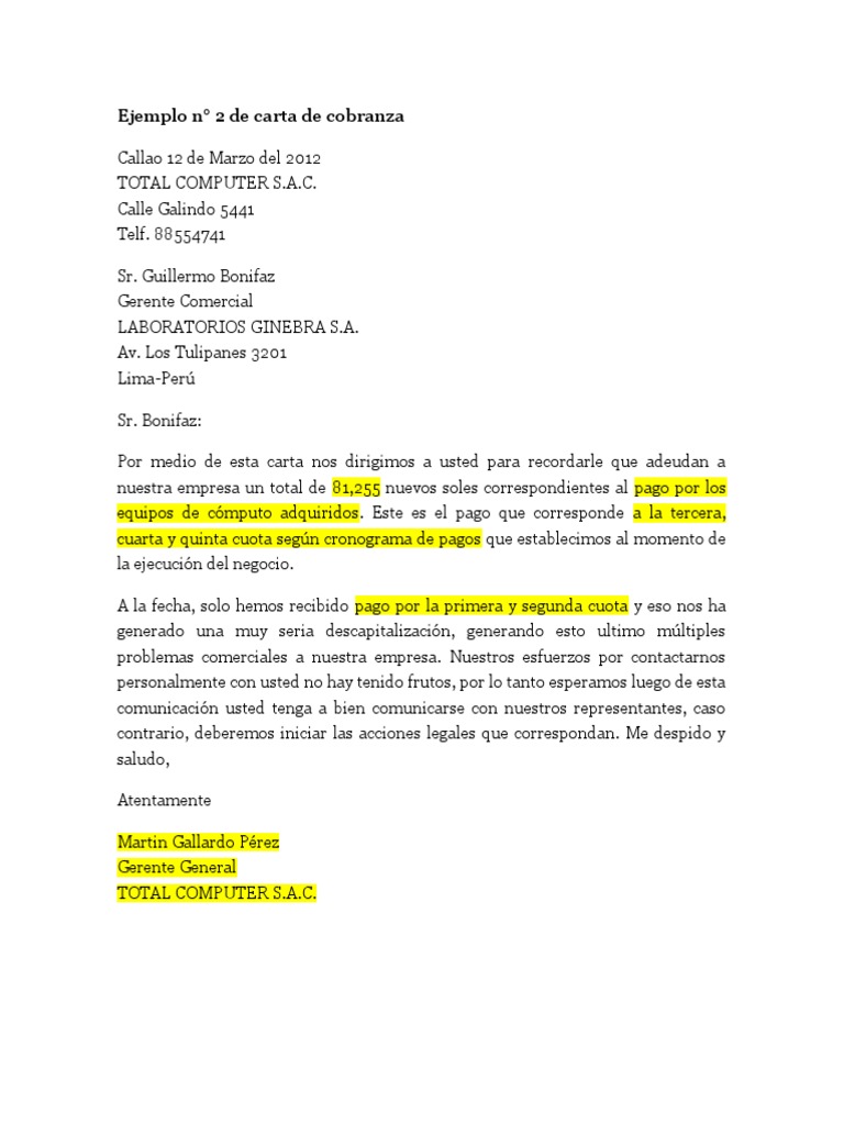 Carta Cobranza | PDF