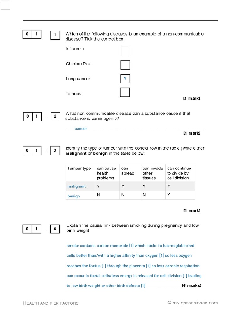 AQA GCSE Health-And-Risk-Factors-Mark-Scheme | PDF | Obesity | Body ...