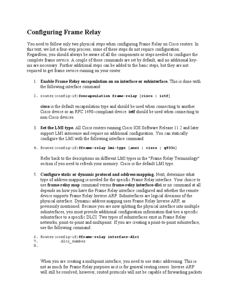 Configuring Frame Relay | PDF | Router (Computing) | Ip Address