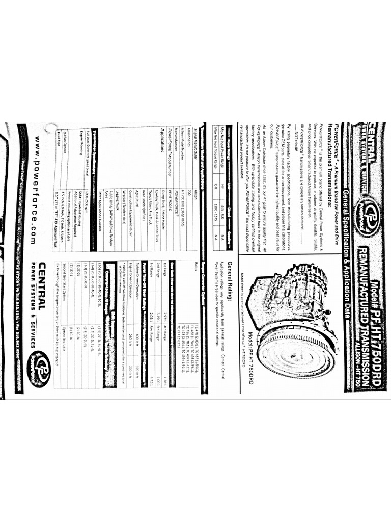Tranmision Allison - HT 750 PDF | PDF