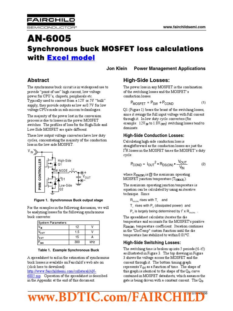 Synchronous Buck MOSFET Power Loss AN-6005 | PDF | Mosfet | Field ...