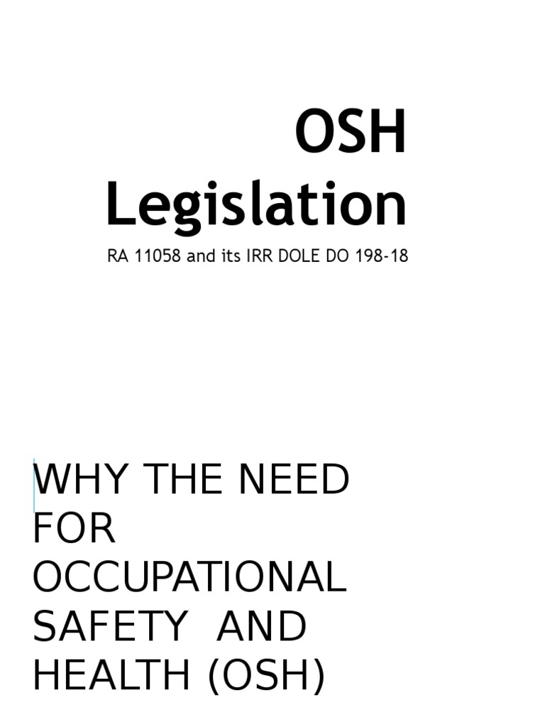 OSH Legislation RA 11058 | Occupational Safety And Health | Personal ...