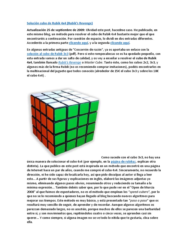 Guía para resolver el cubo Rubik 4x4 | PDF | Algoritmos | Science