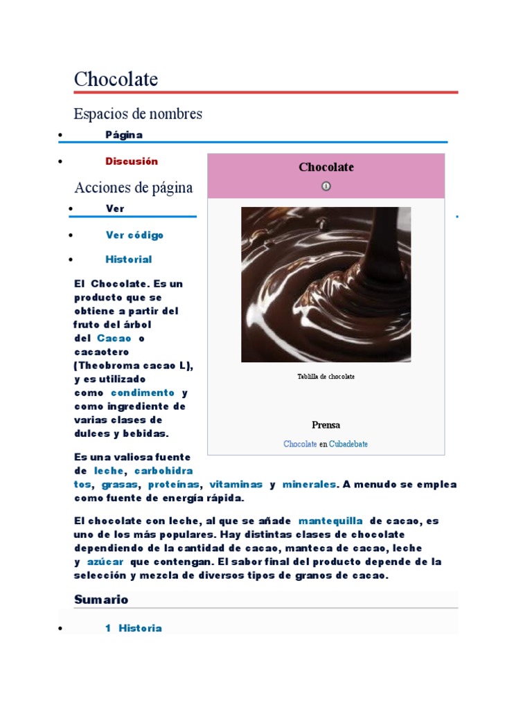 Oda al Chocolate y su Historia | PDF | Chocolate | Alimentos