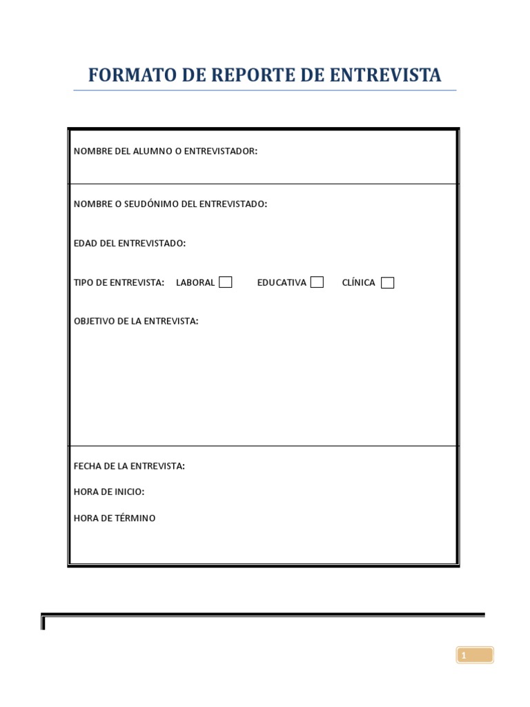 Formato de Reporte de Entrevista | PDF